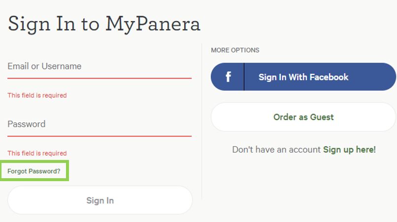 How do I reset my MyPanera password?