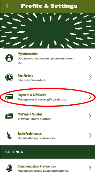 How do I edit the payment stored on my MyPanera account?