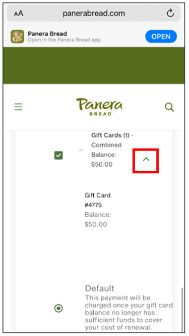 How do I add a Panera Bread Gift Card to pay for my Unlimited Sip Club ...