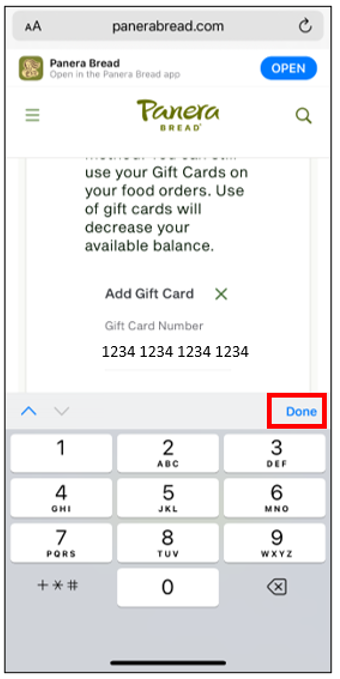 How do I add a Panera Bread Gift Card to pay for my Unlimited Sip Club subscription on the ...