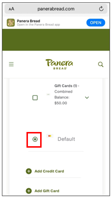How do I add a Panera Bread Gift Card to pay for my Unlimited Sip Club subscription on the ...