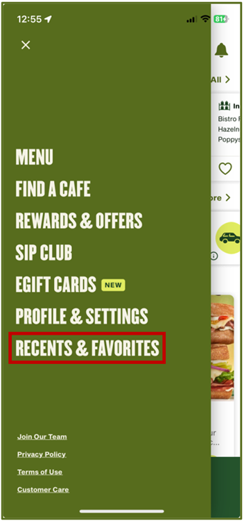 How do I navigate the Panera mobile app?