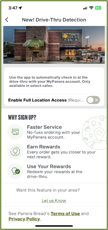 How do I navigate the Panera mobile app?