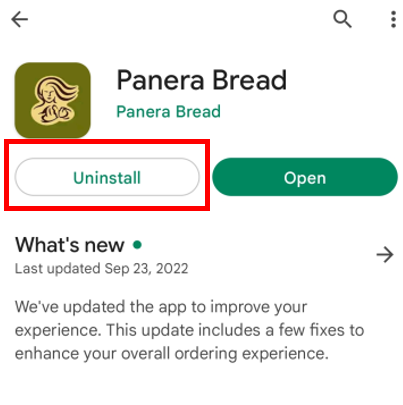 How can I download, un-install, or re-install the Panera app?
