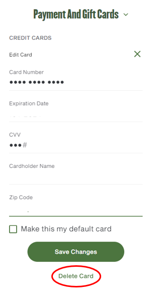 How do I edit the payment stored on my MyPanera account?