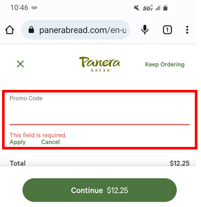 Panera delivery promo code store