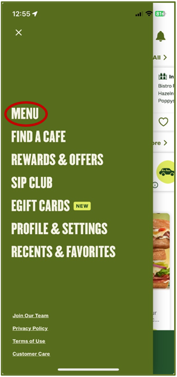 How do I navigate the Panera mobile app?