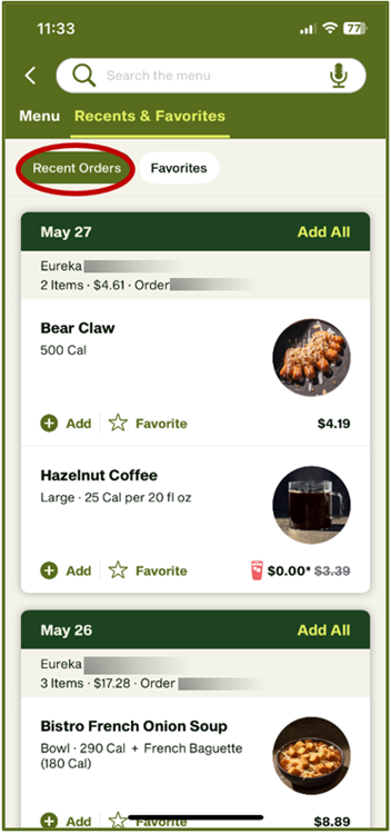 How do I navigate the Panera mobile app?
