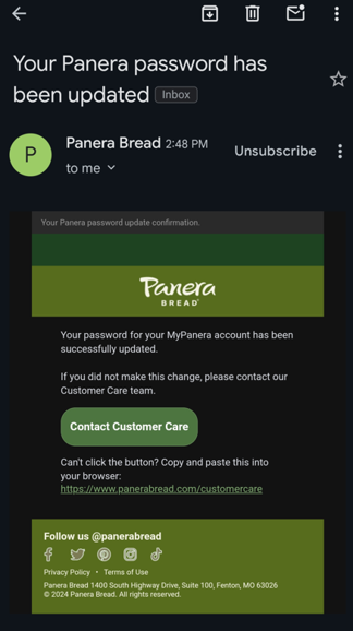 How do I reset my MyPanera password?
