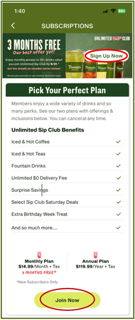 How do I enroll in the Unlimited Sip Club?