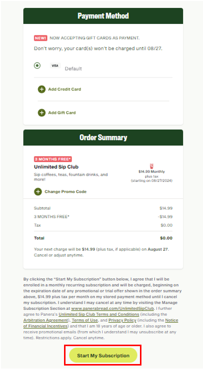 How do I enroll in the Unlimited Sip Club?