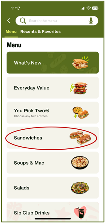How do I navigate the Panera mobile app?
